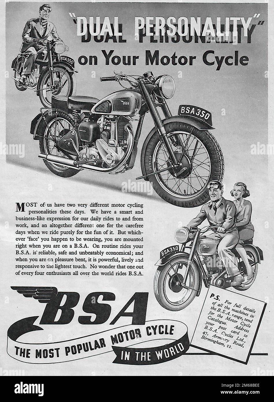 BSA - Vintage Motorcycle Advertising Stock Photo - Alamy