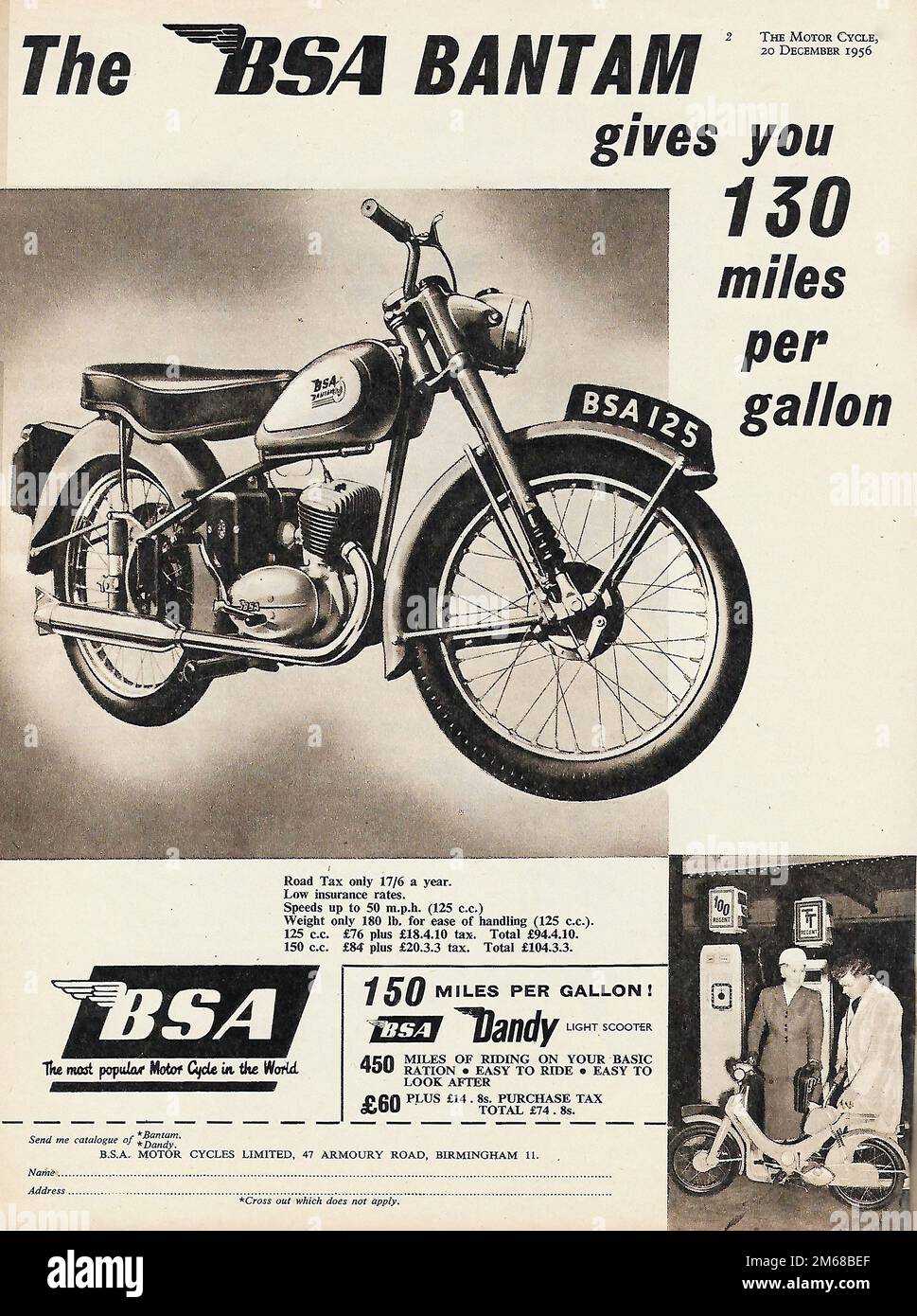 BSA Bantam - Vintage Motorcycle Advertising Stock Photo - Alamy