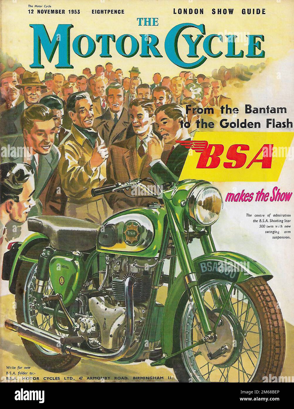 BSA - makes the Show - Vintage Motorcycle Advertising - The Motorcycle Magazine Stock Photo - Alamy