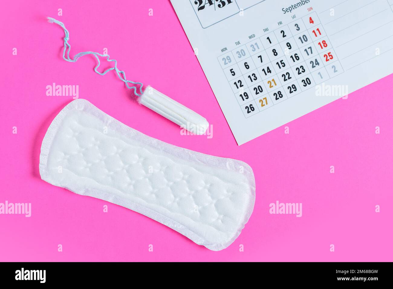 Woman hygiene protection, menstruation calendar and clean cotton ...