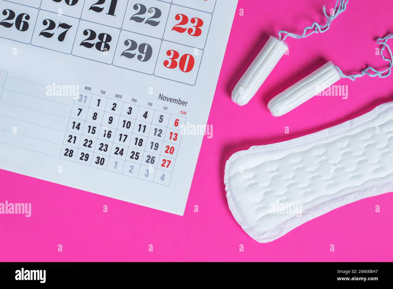 Woman hygiene protection, menstruation calendar and clean cotton ...