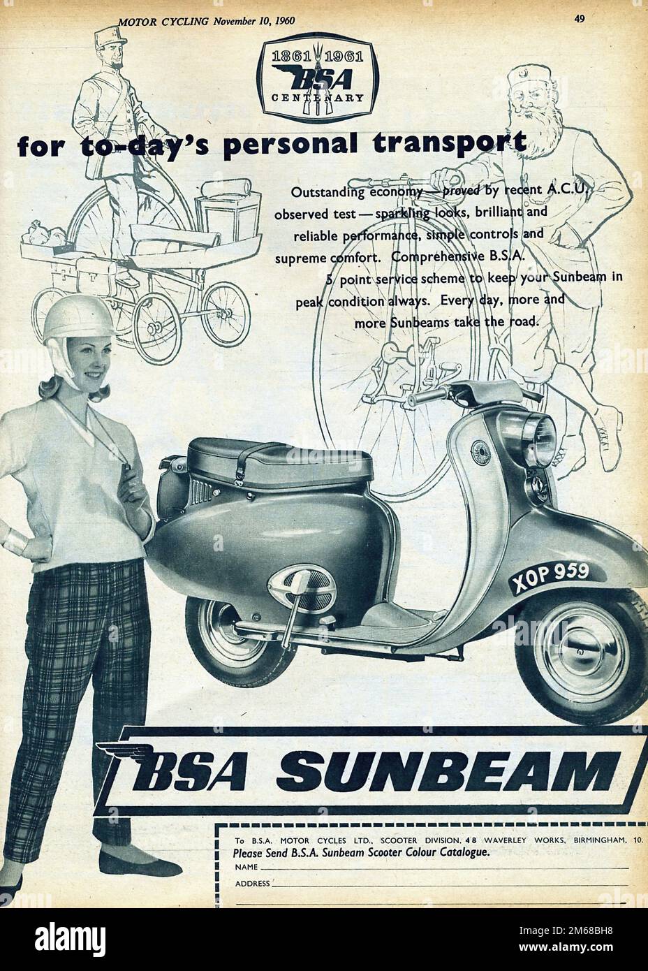 BSA SUNBEAM SCOOTER Advertising 1960 Stock Photo - Alamy