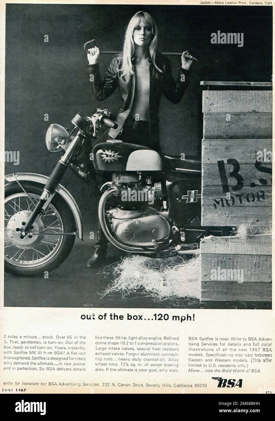 BSA Spitfire Mark III Motorcycle Advertising Hot Rod Magazine June 1967 ...