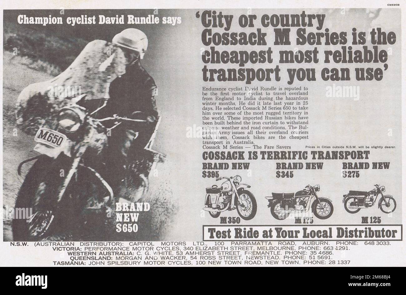 Cossack 1972 - Vintage Motorcycle Advertising Stock Photo - Alamy