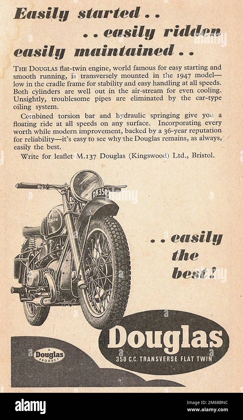 Douglas c1947 - Vintage Motorcycle Advertising Stock Photo - Alamy