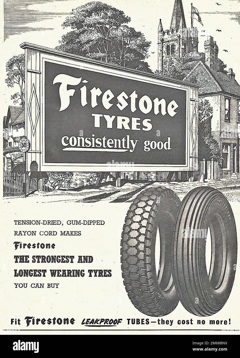 Firestone Tyres - Vintage Motorcycle Advertising Stock Photo - Alamy
