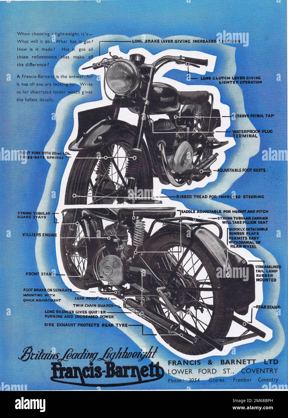 Francis Barnett 1951 - Vintage Motorcycle Advertising Stock Photo - Alamy