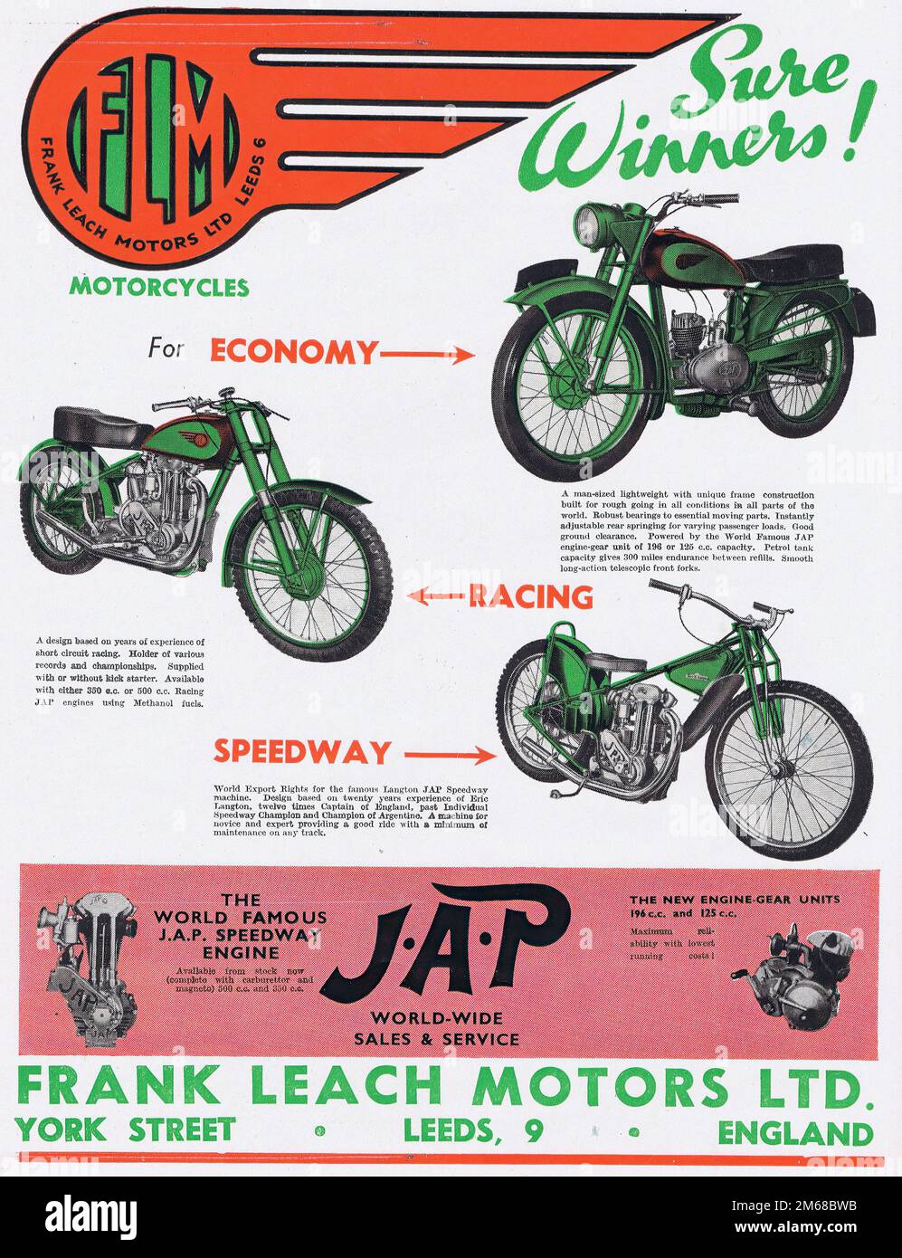 Frank Leach 1951 - Vintage Motorcycle Advertising Stock Photo - Alamy