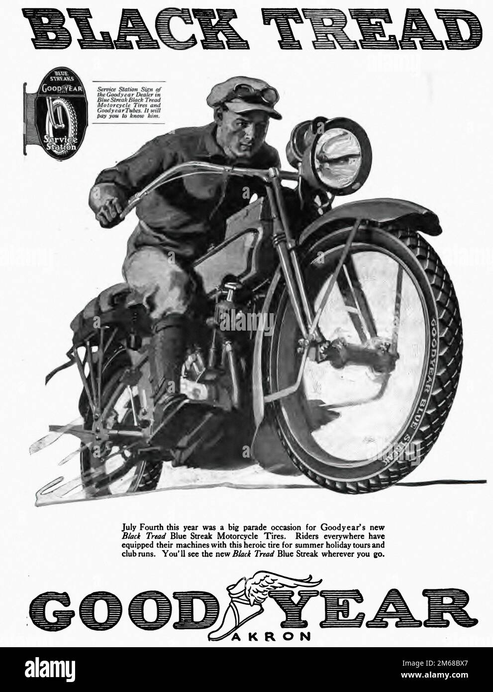 GoodYear Black Tread - Vintage Motorcycle Advertising Stock Photo - Alamy