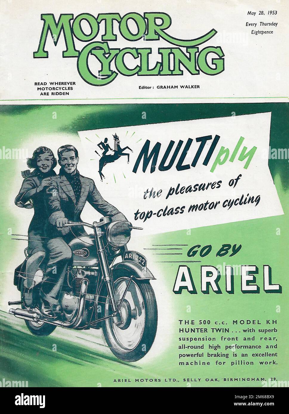 Go By Ariel - Vintage Motorcycle Advertising - The Motorcycle Magazine Stock Photo - Alamy