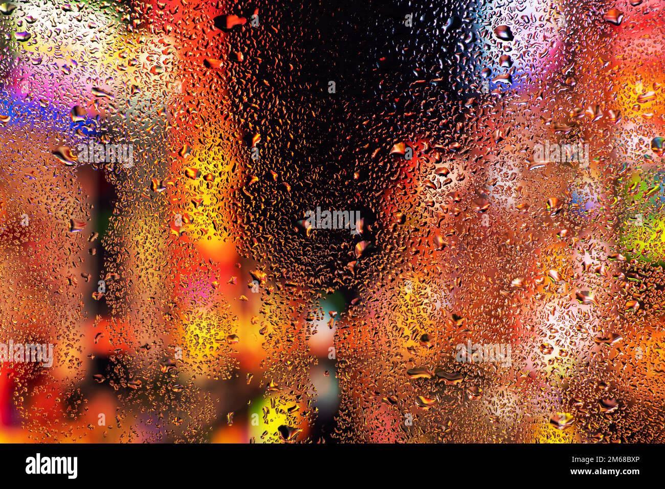Condensation on the clear glass window. Water drops. Rain. Abstract ...