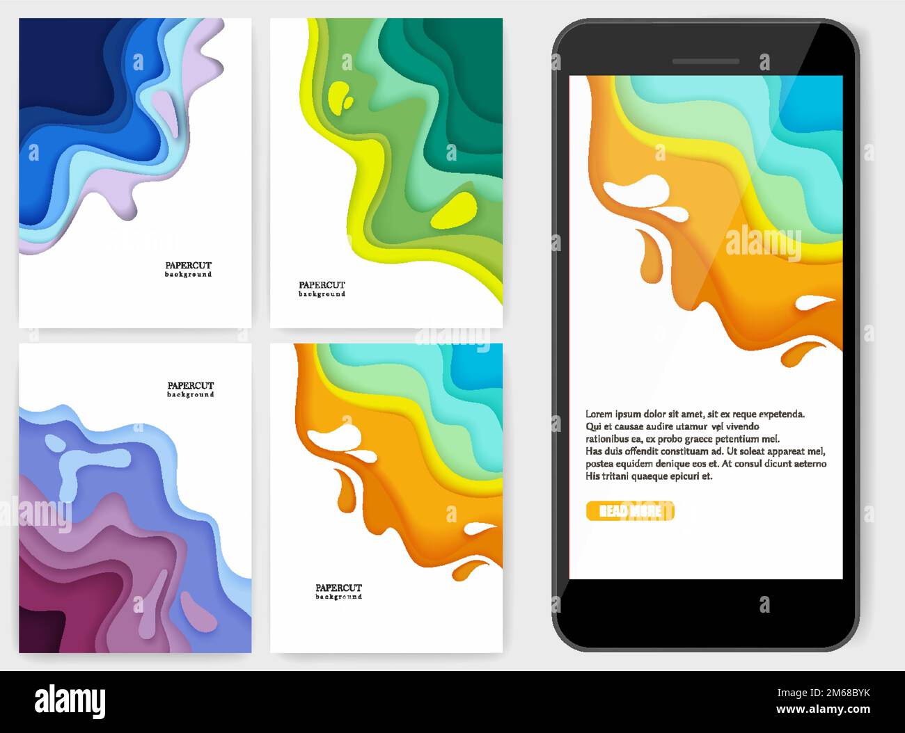 Paper cut mobile phone background, vector illustration Stock Vector ...