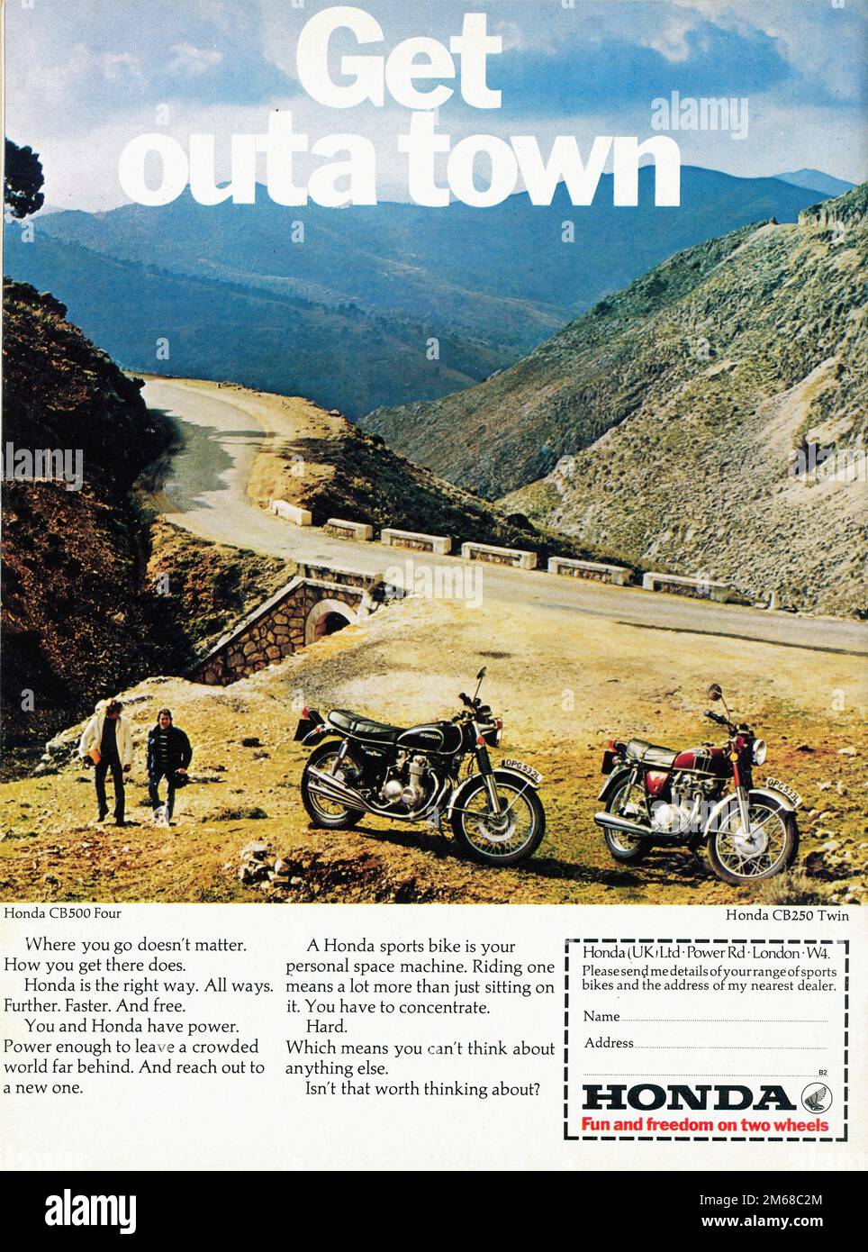 Honda CB500 Four & CB250 Twin - Vintage Motorcycle Advertising Stock Photo - Alamy
