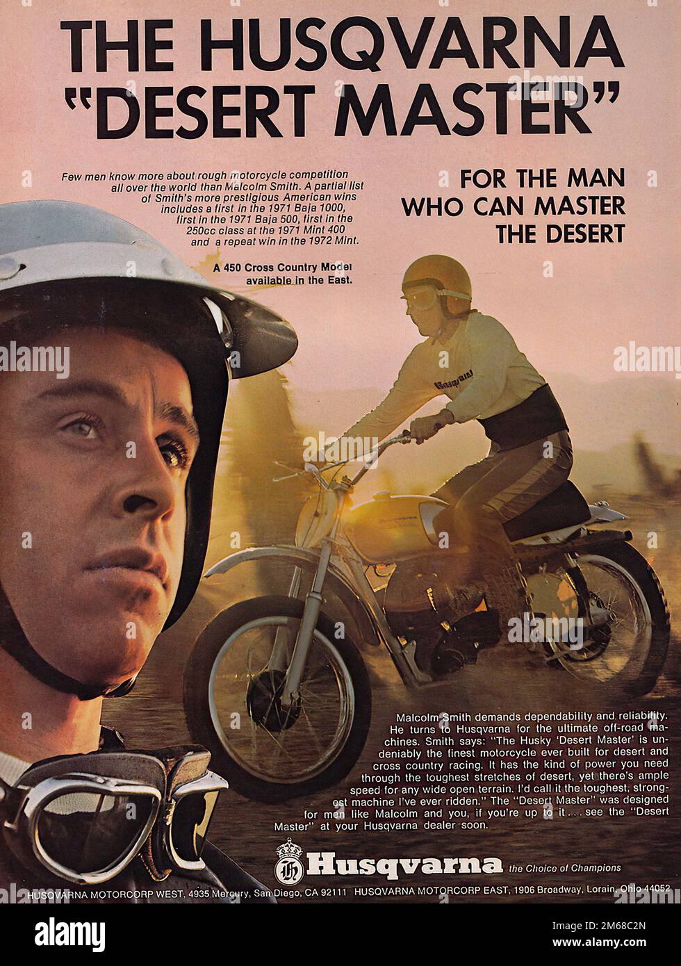 HUSQVARNA 450 (1974) - Vintage Motorcycle Advertising Stock Photo - Alamy