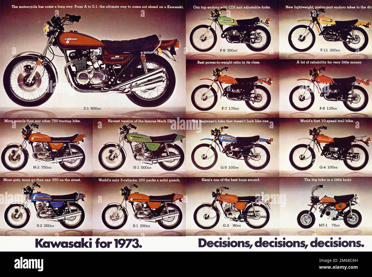 Kawasaki - Vintage Motorcycle Advertising Stock Photo - Alamy