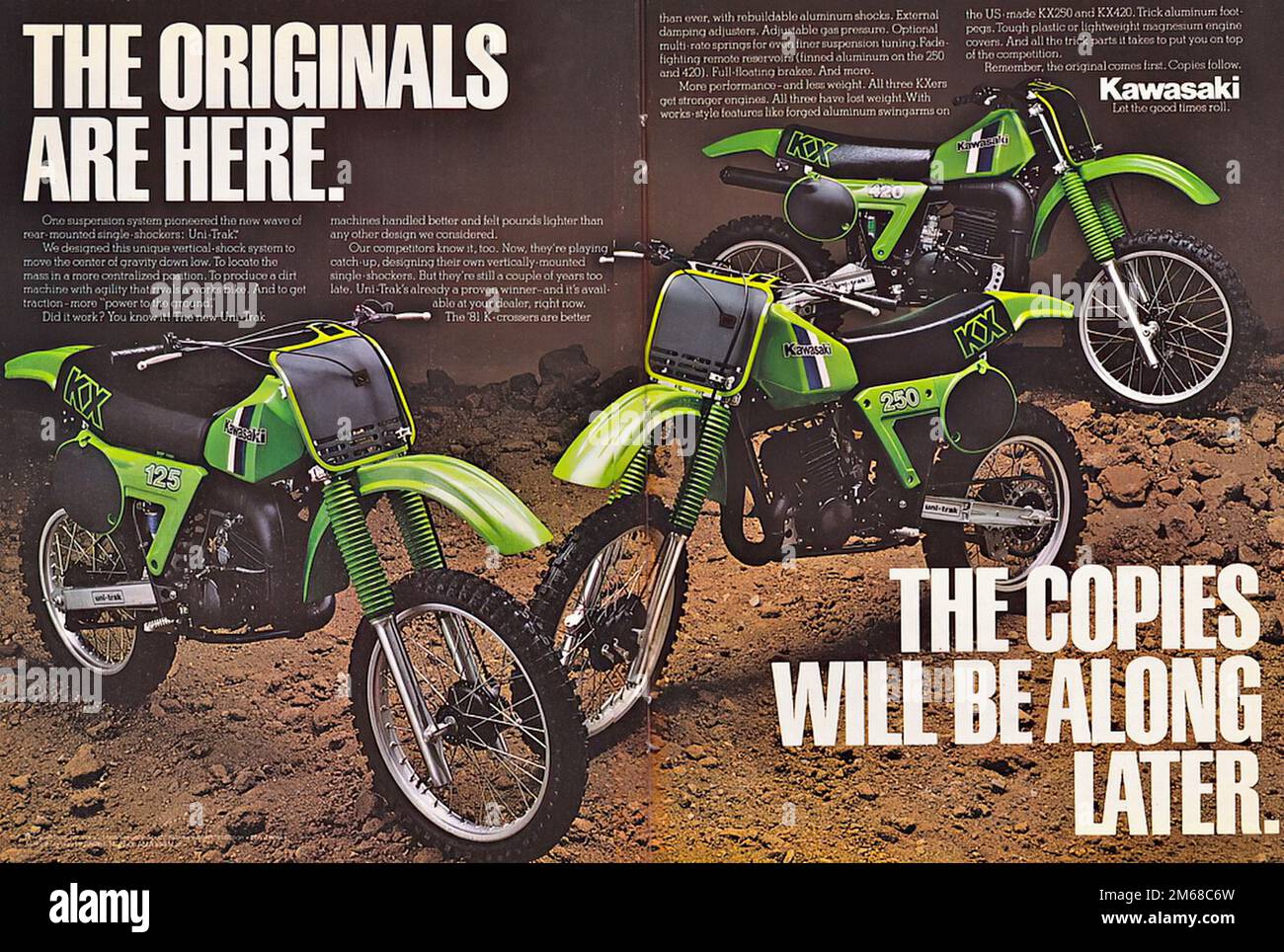 KAWASAKI KX Cross 1981 - Vintage Motorcycle Advertising Stock Photo - Alamy