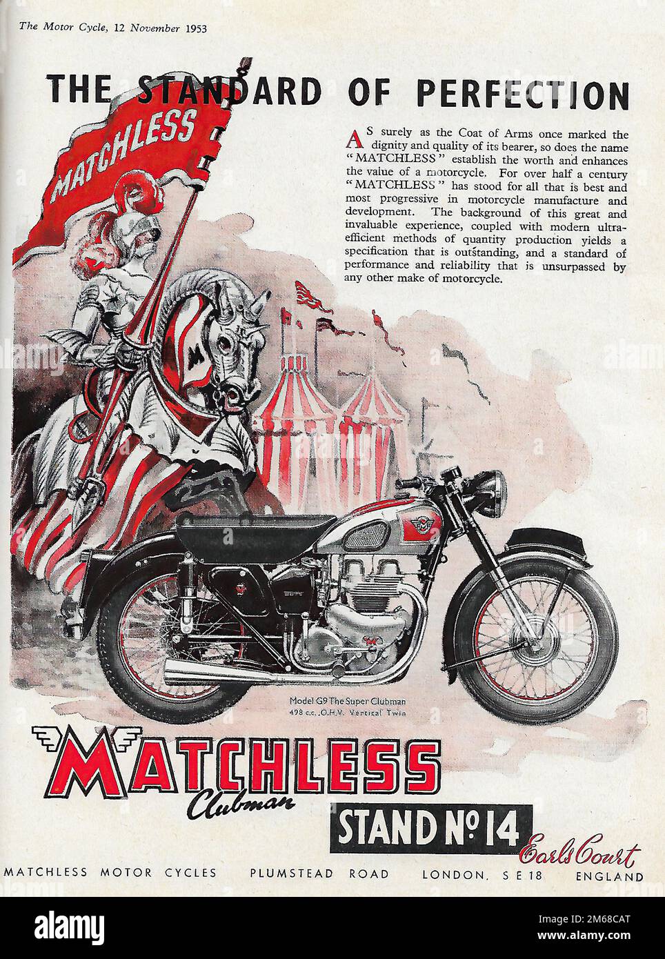 Matchless - Vintage Motorcycle Advertising Stock Photo - Alamy