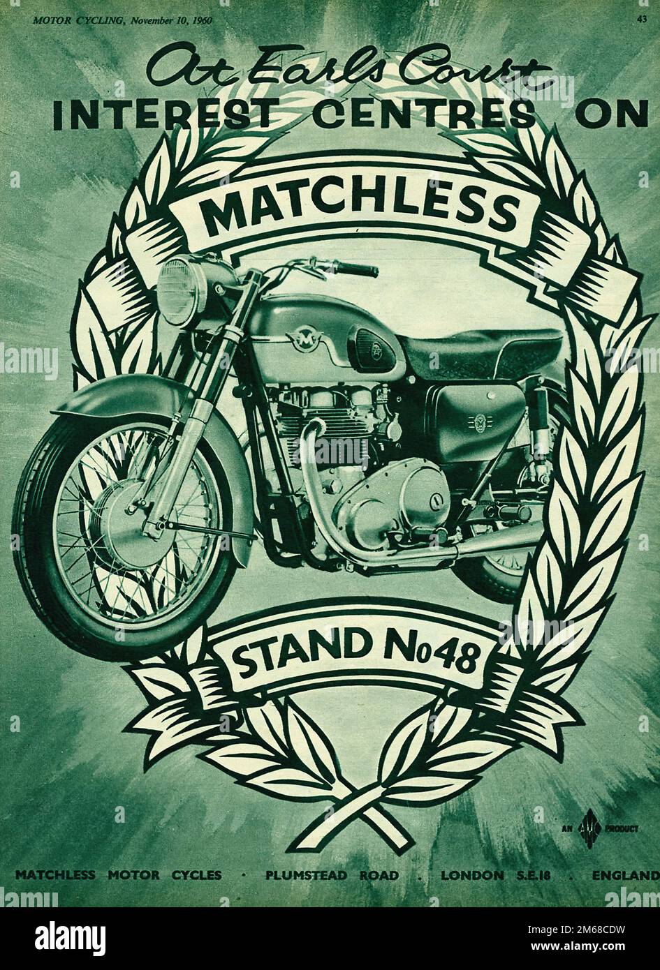 MATCHLESS motorcycle advertising 1960 Stock Photo - Alamy
