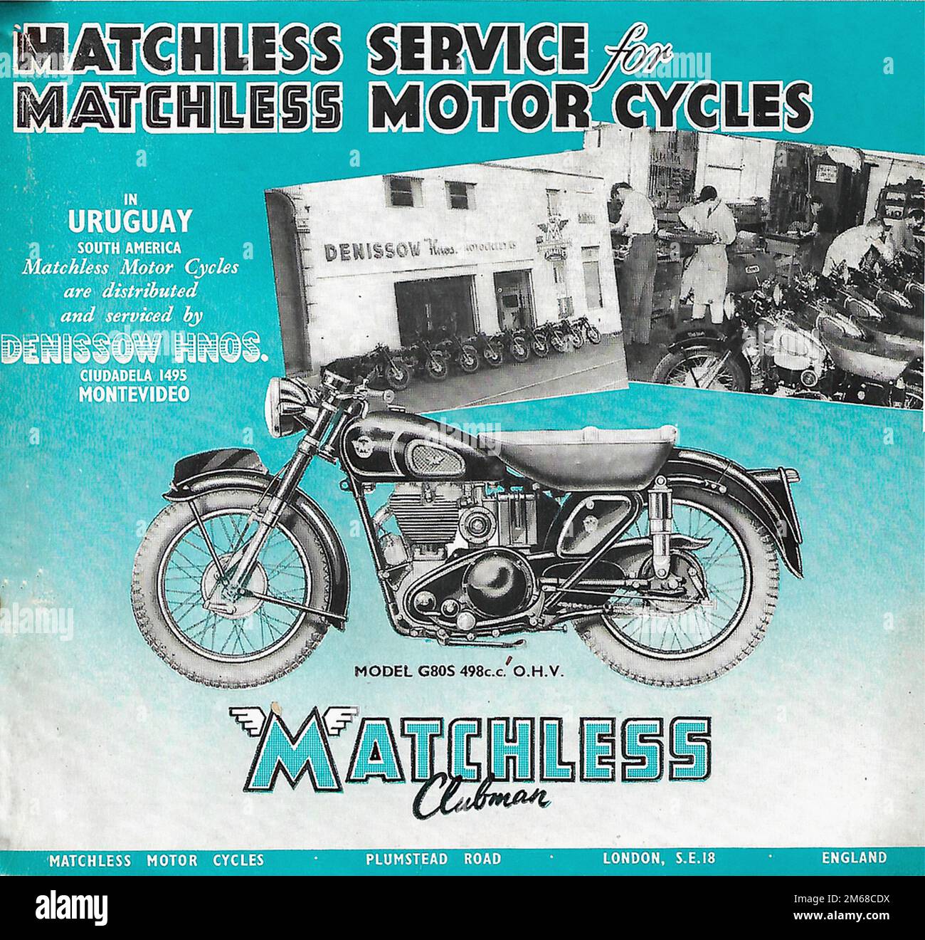 Matchless service - Vintage Motorcycle Advertising Stock Photo - Alamy