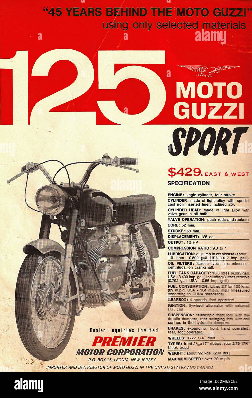 MOTO GUZZI 125 Sport - Vintage Motorcycle Advertising Stock Photo - Alamy