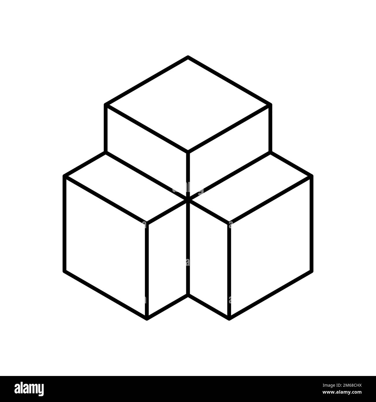 Three linear blocks make a structure. Building, architecture ...