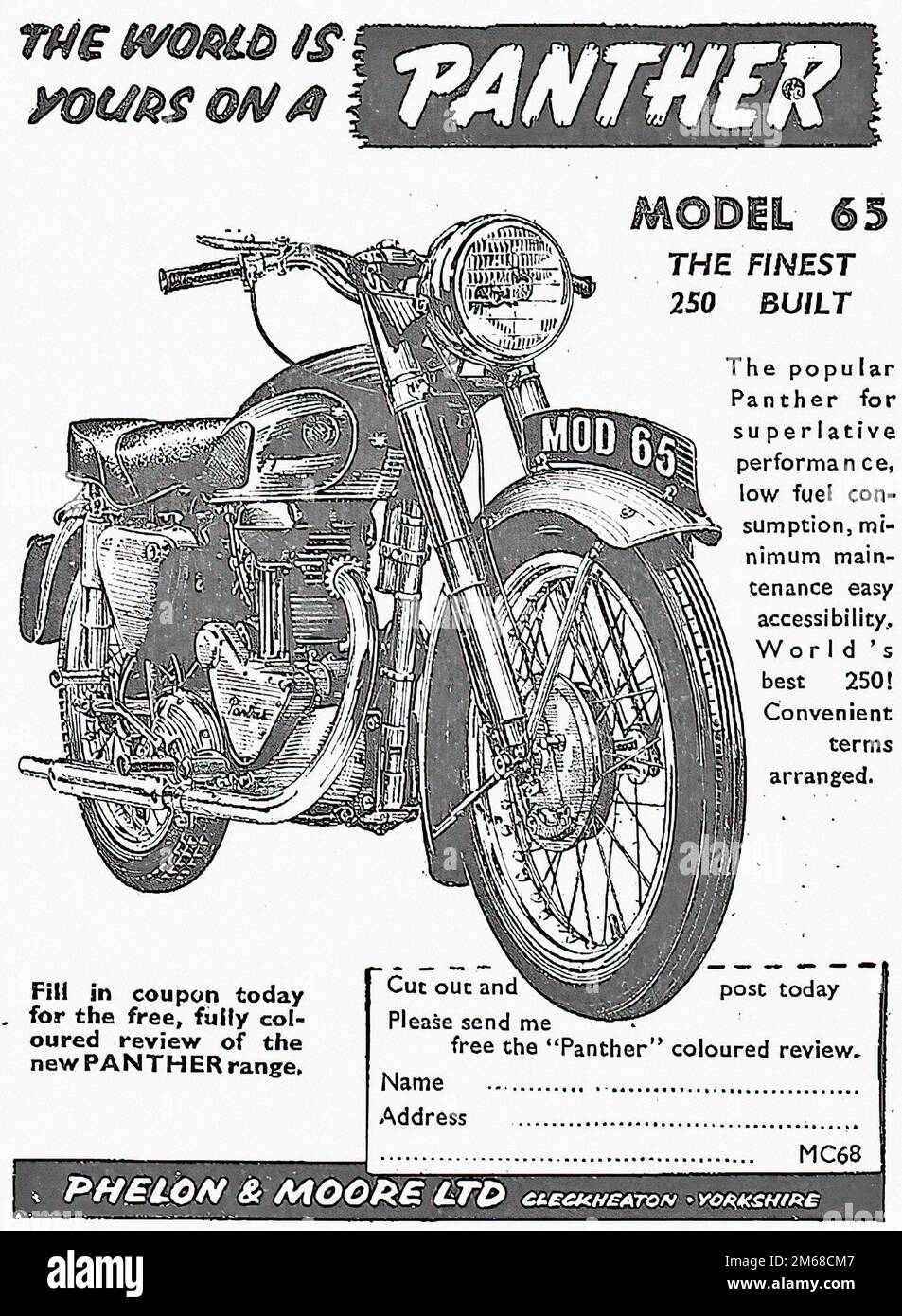 Panther Model 65 - Vintage Motorcycle Advertising Stock Photo - Alamy