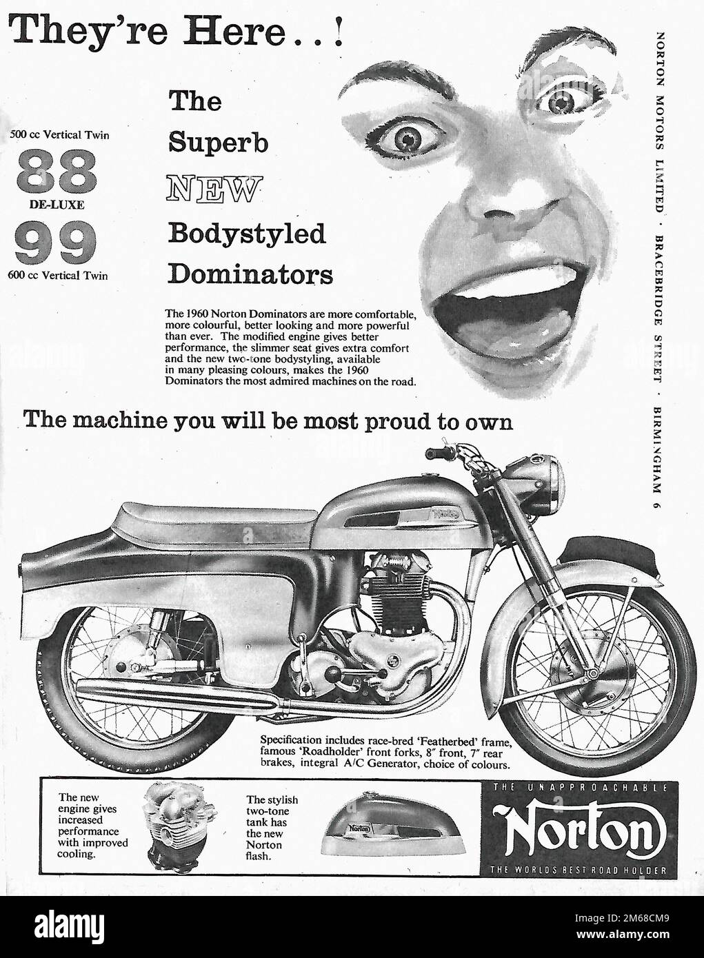 Norton Dominator - Vintage Motorcycle Advertising Stock Photo - Alamy