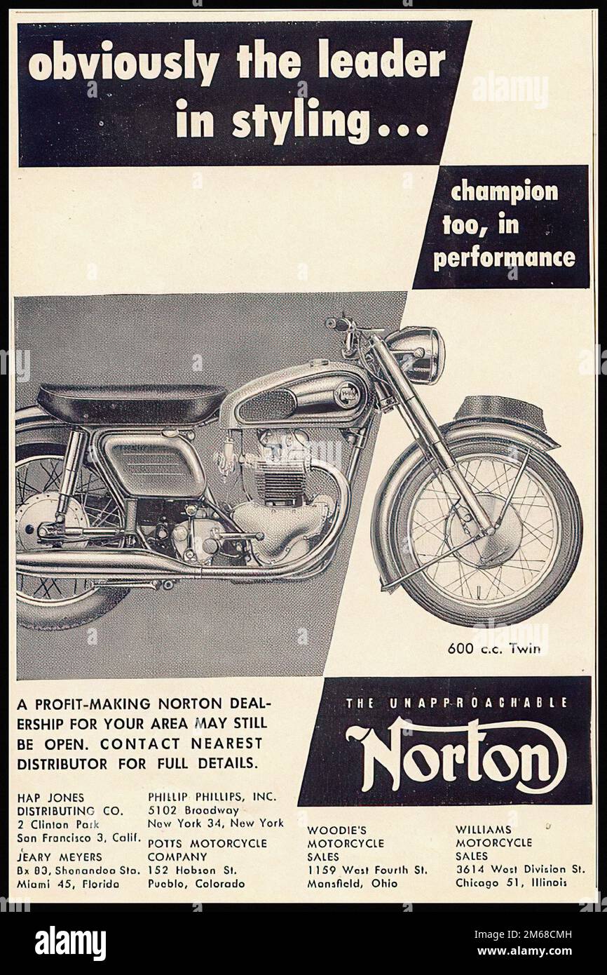 Norton Motorcycle - Vintage Motorcycle Advertising Stock Photo - Alamy