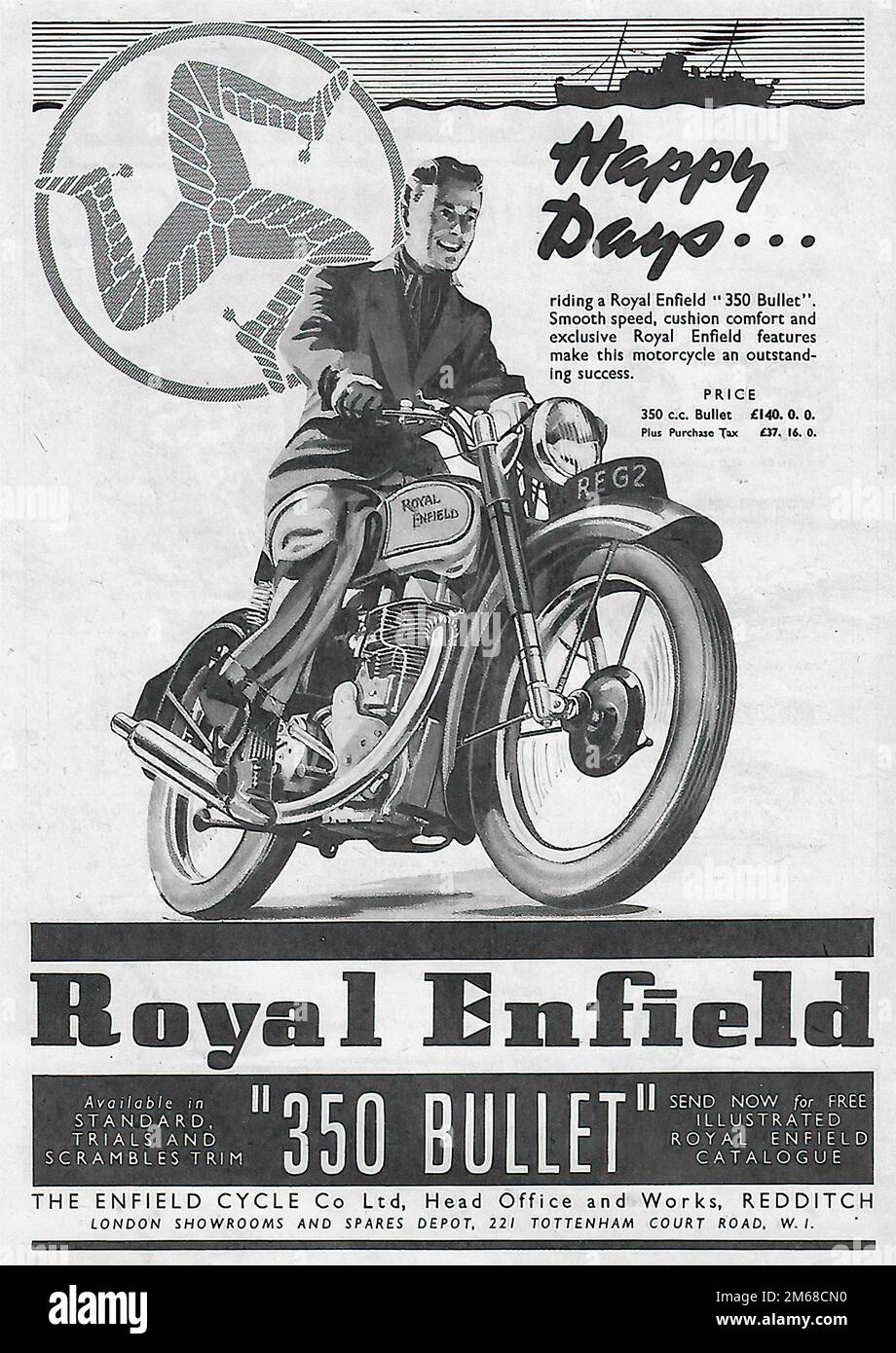 Royal Enfield 350 Bullet - Vintage Motorcycle Advertising Stock Photo - Alamy