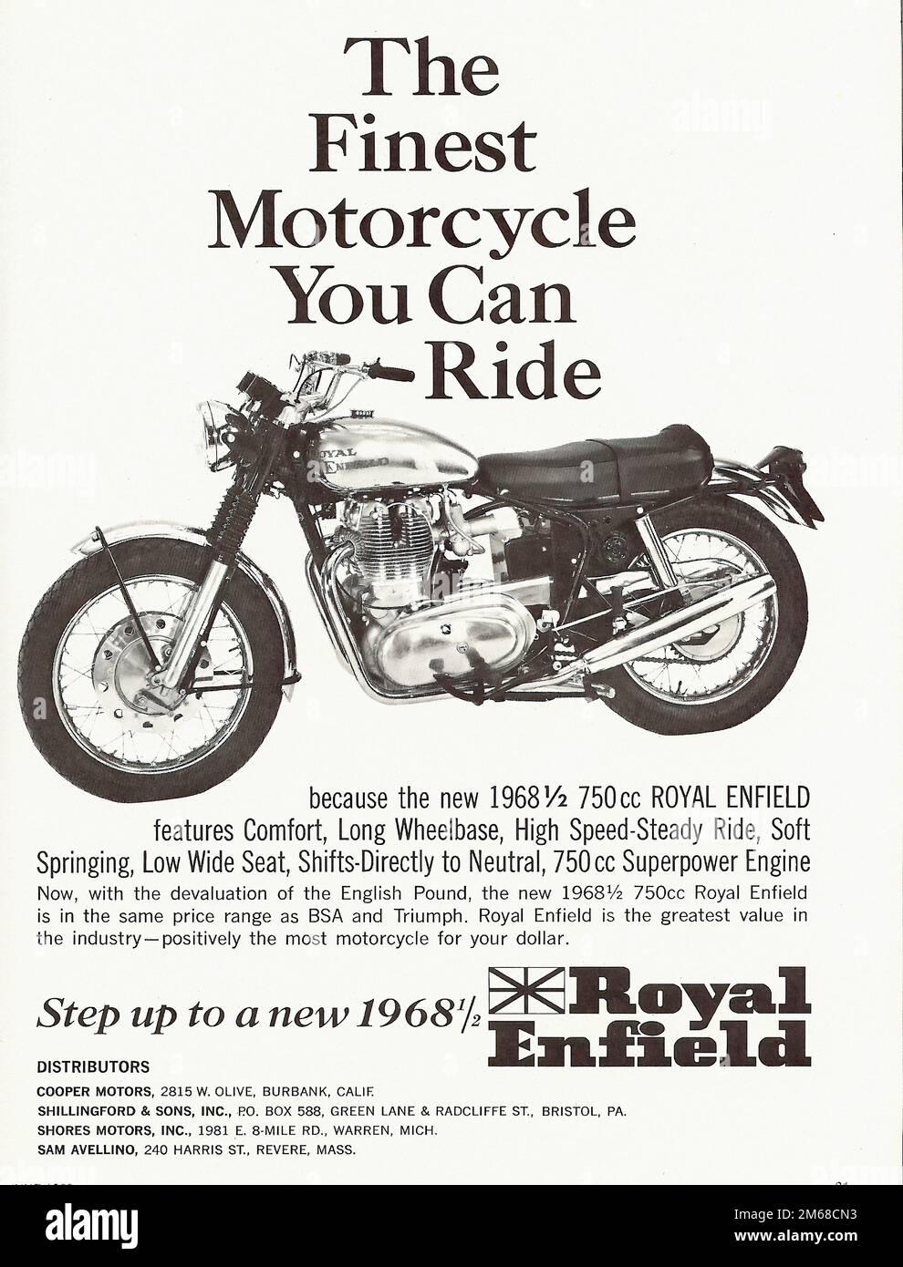 Royal Enfield 750 cc 1968 - Vintage Motorcycle Advertising Stock Photo - Alamy