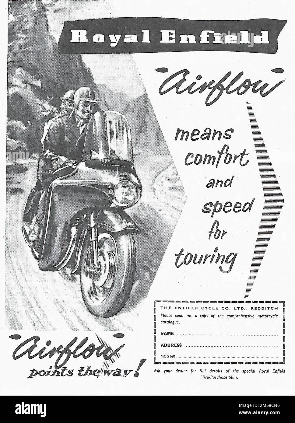 Royal Enfield 'Airflow' - Vintage Motorcycle Advertising Stock Photo ...