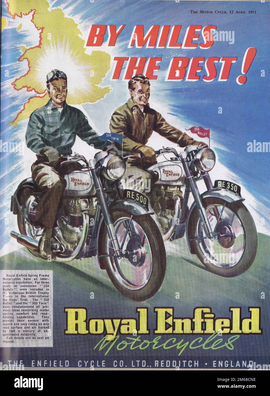 Royal Enfield 1951 - Vintage Motorcycle Advertising Stock Photo - Alamy