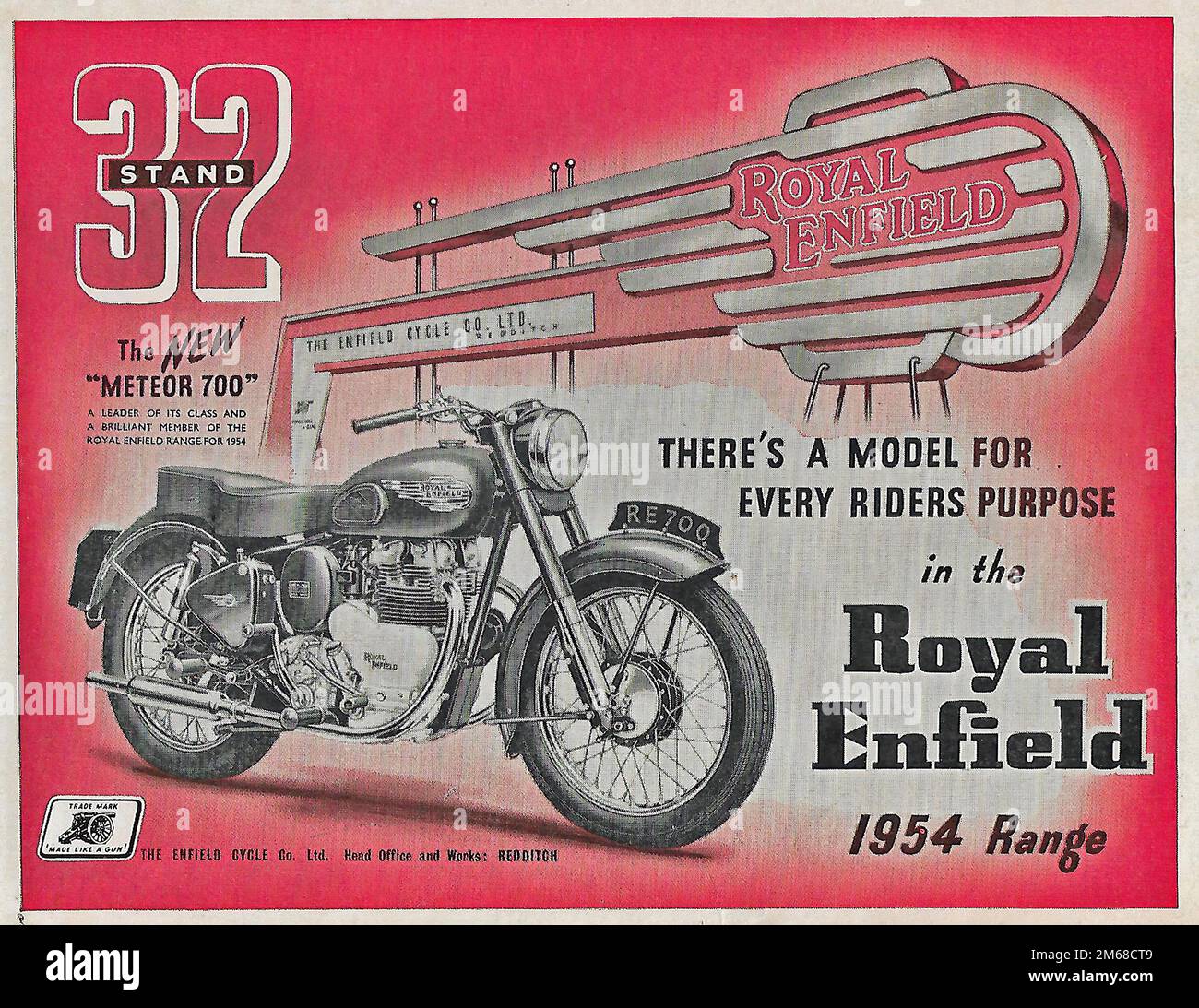 Royal Enfield Meteor 750 cc 1954 - Vintage Motorcycle Advertising Stock ...