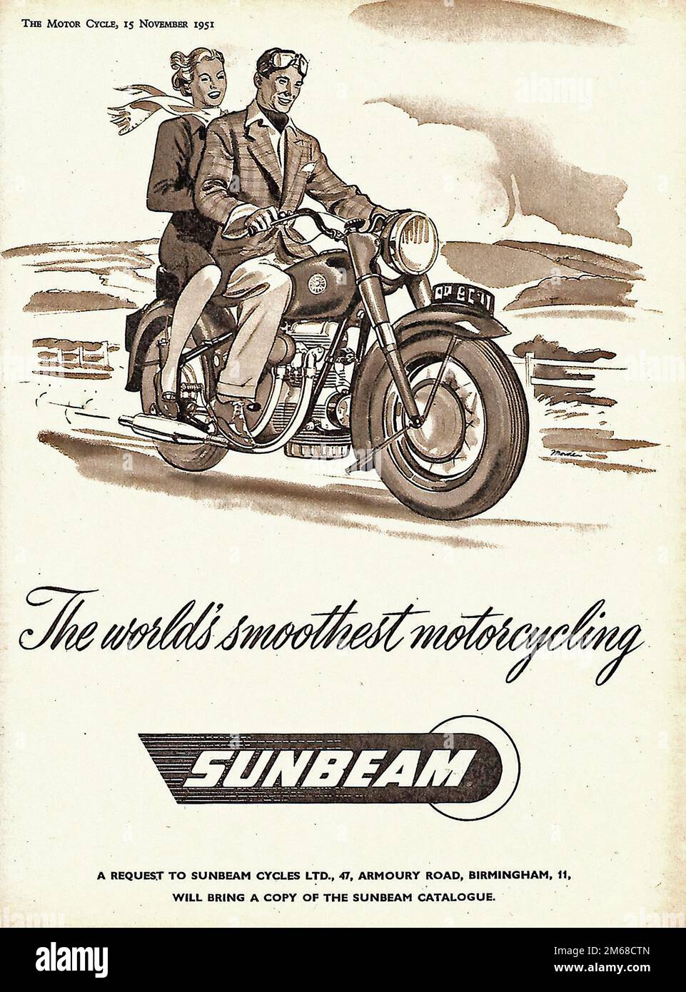 Sunbeam Motorcycles - Vintage Motorcycle Advertising Stock Photo - Alamy