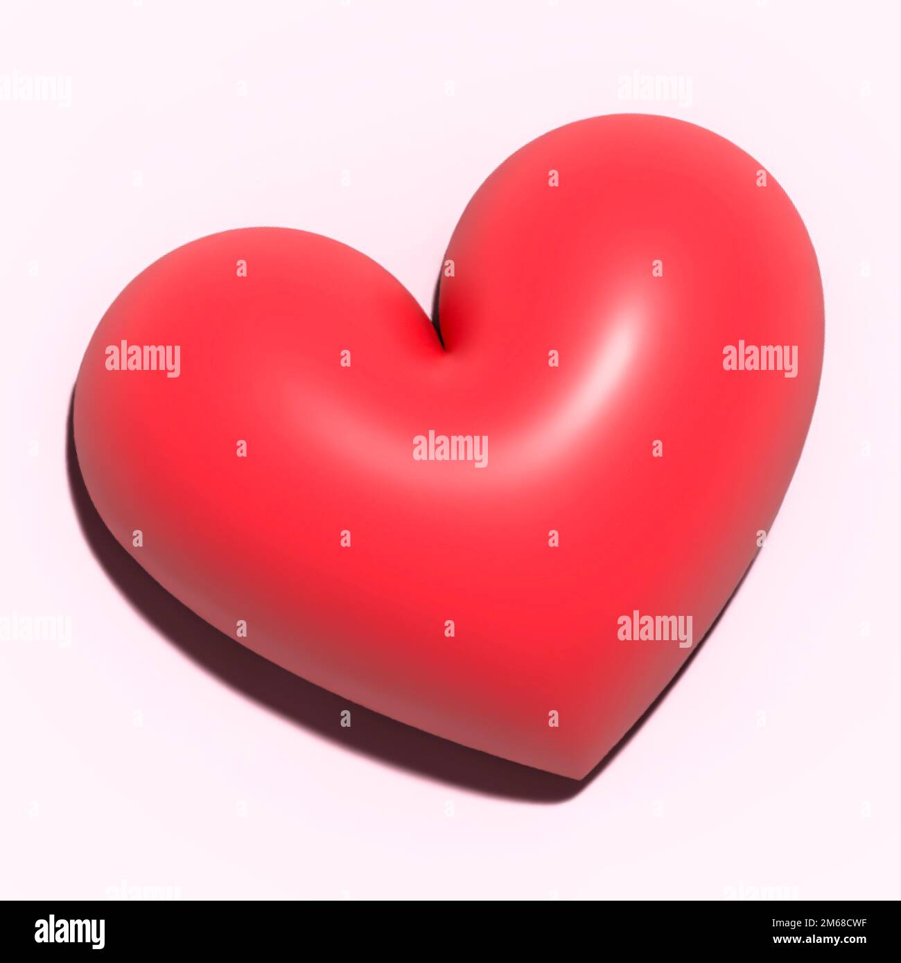3d Red heart shape isolated pink background illustration. Heart icon ...
