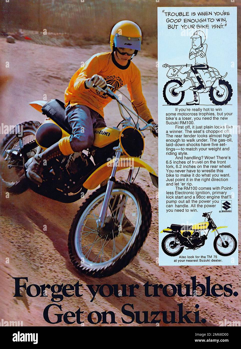 SUZUKI RM 100 (1976) - Vintage Motorcycle Advertising Stock Photo - Alamy