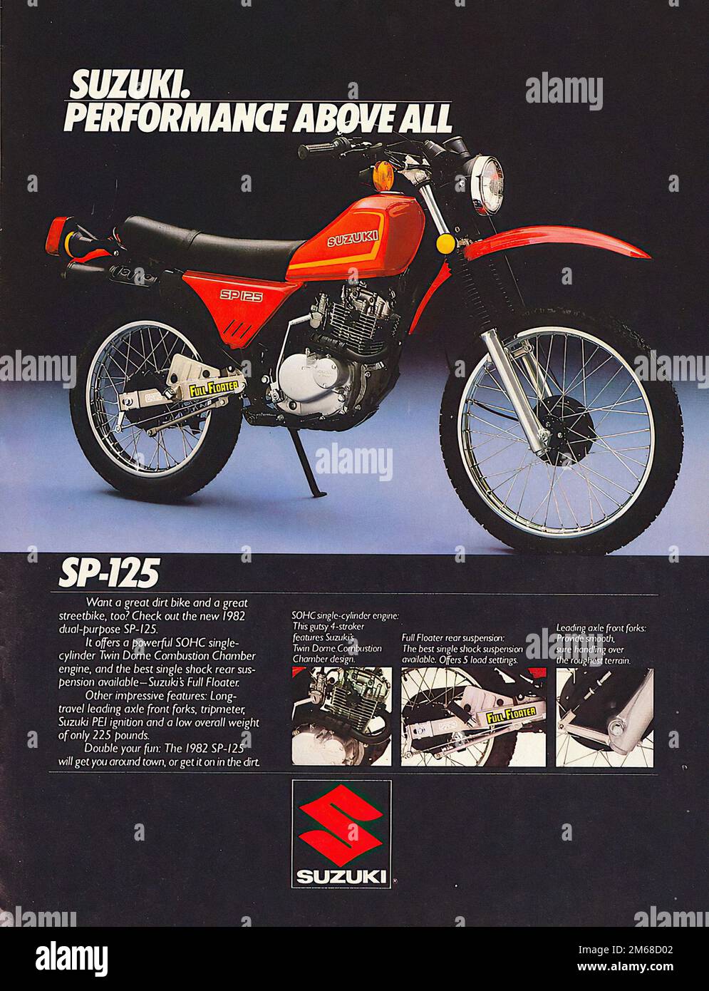 SUZUKI SP 125 (1982) - Vintage Motorcycle Advertising Stock Photo - Alamy