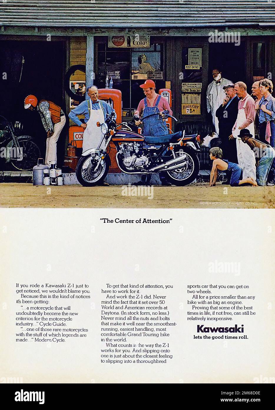 The Center of Attention - Vintage Motorcycle Advertising Stock Photo ...