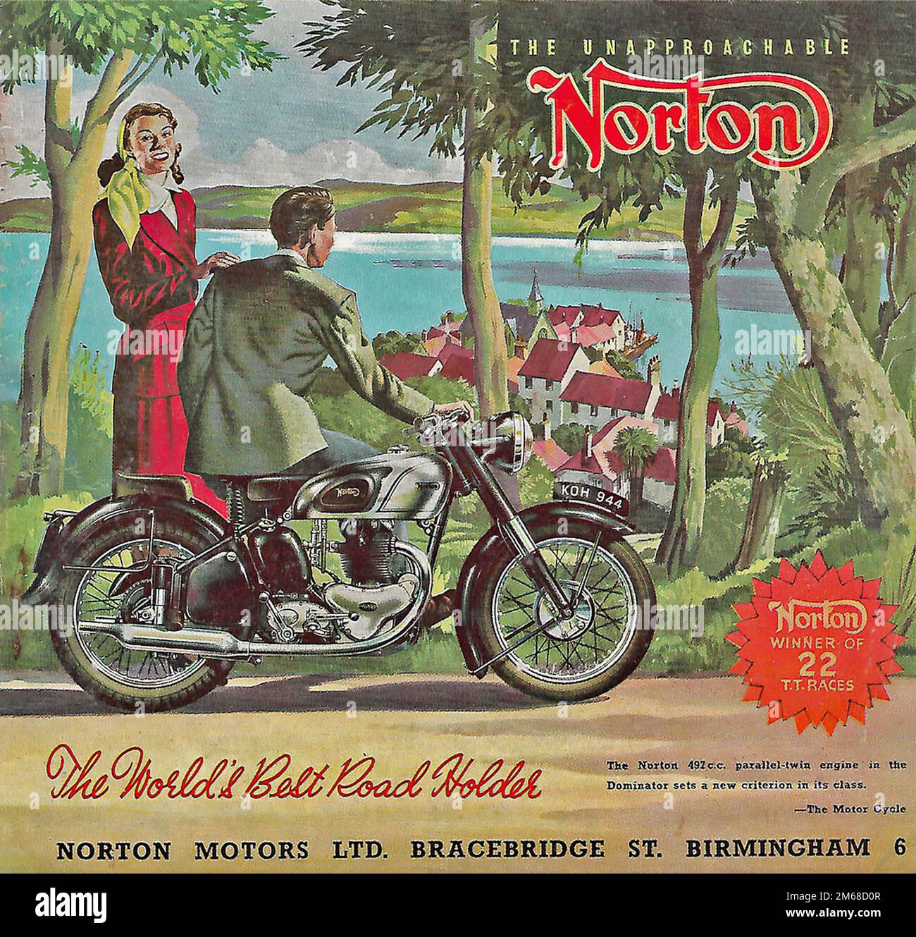 The Unapproachable Norton - Vintage Motorcycle Advertising Stock Photo - Alamy