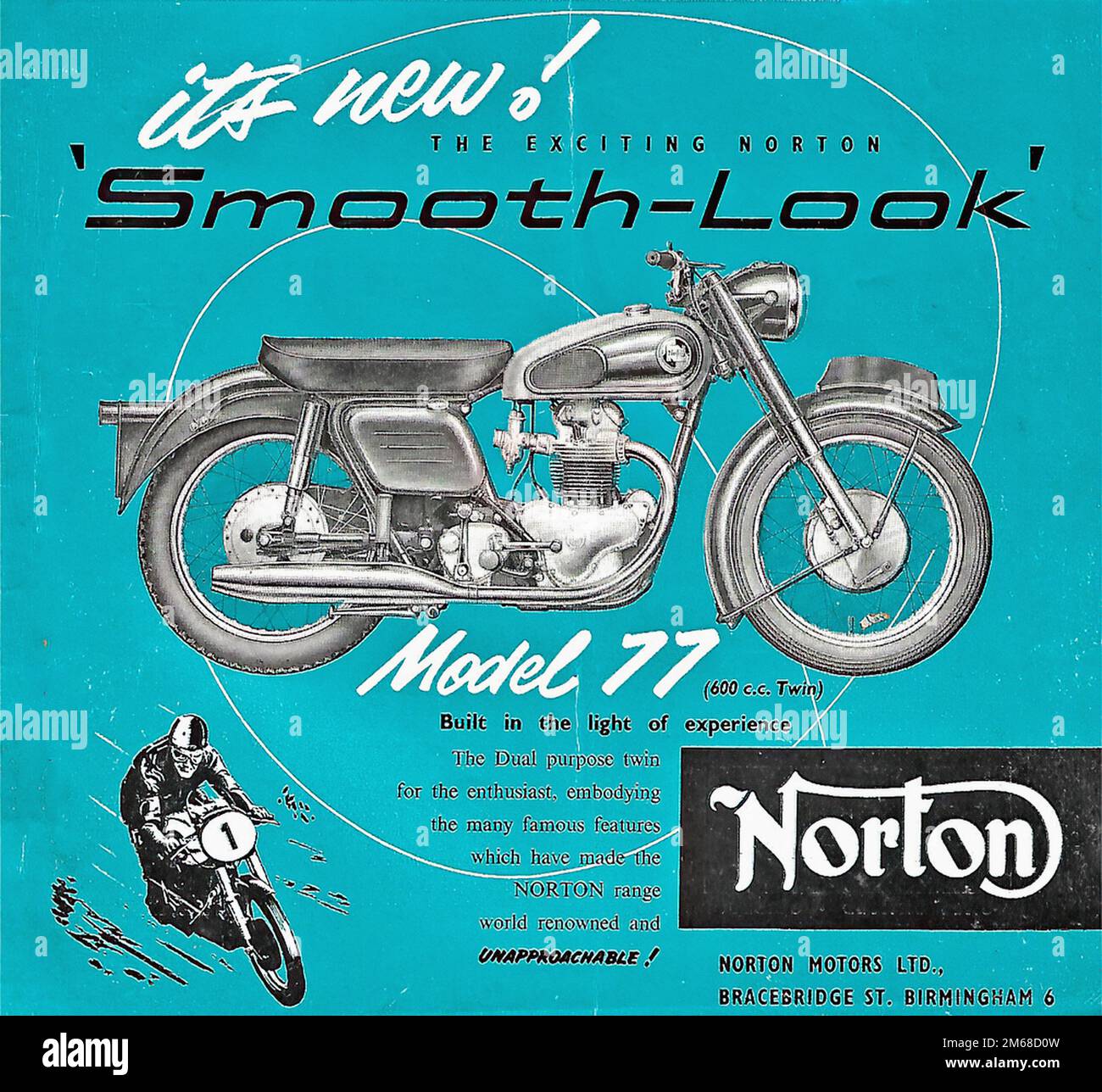 The exciting Norton 'Smooth -Look' - Vintage Motorcycle Advertising Stock Photo - Alamy
