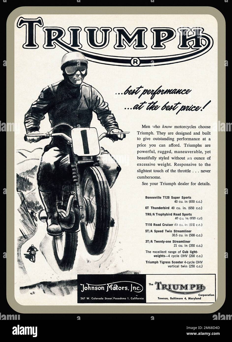 Vintage triumph motorcycle ad hi-res stock photography and images - Alamy