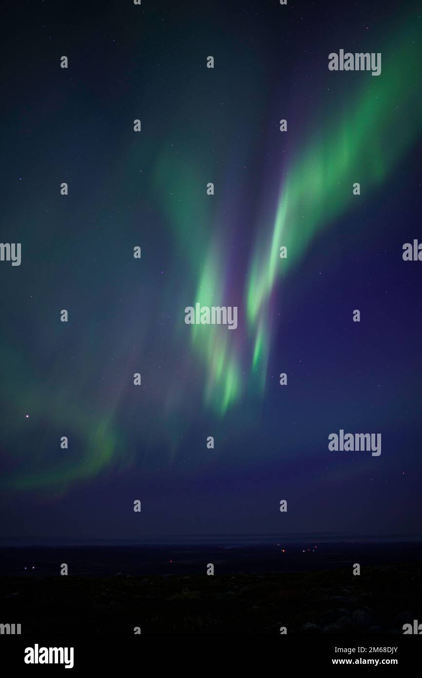 Northern light, Aurora borealis seen on Mount Dundret, Gällivare, Swedish Lapland, Sweden Stock ...