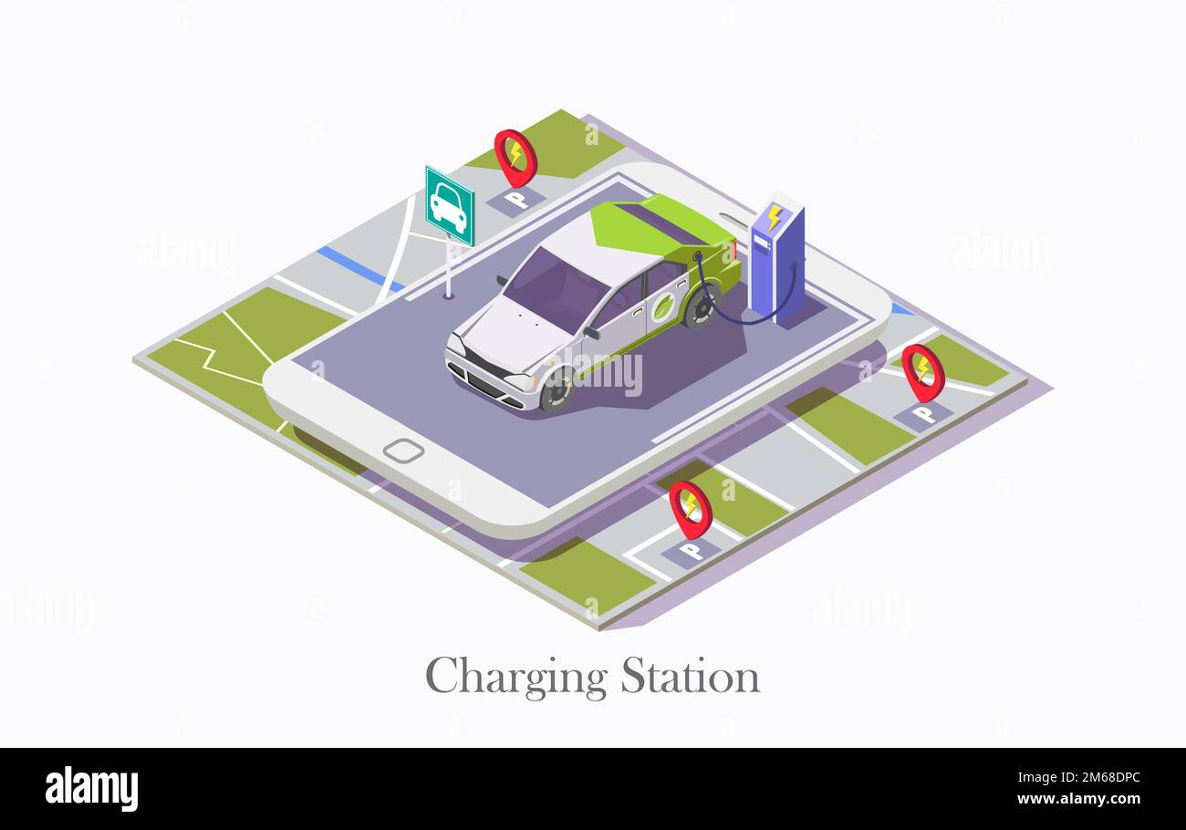 Electric car charging location Cut Out Stock Images & Pictures - Alamy