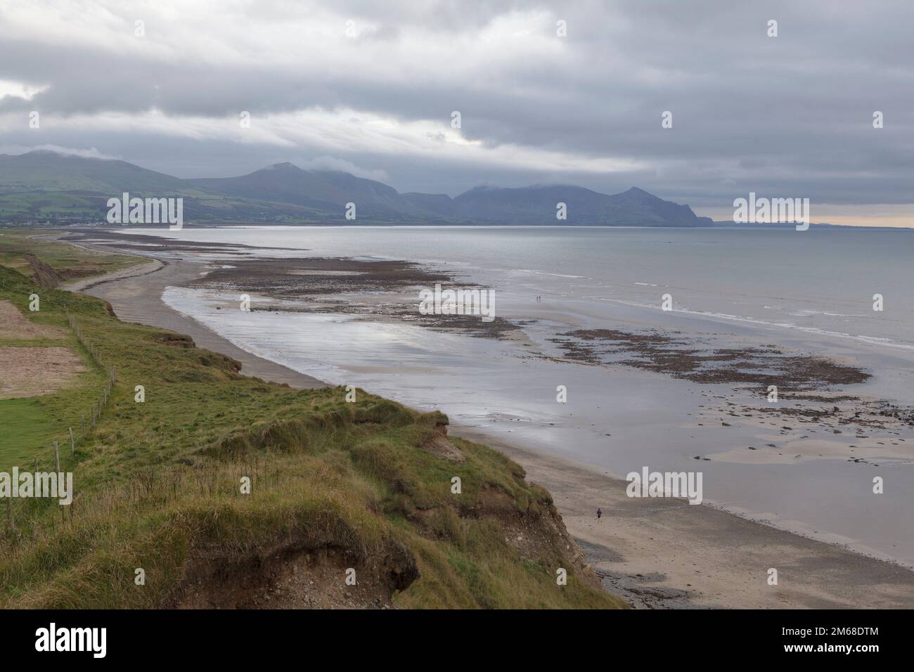 The view to the Llyn Peninsula from Dinas Dinlle beach in Llandwrog ...