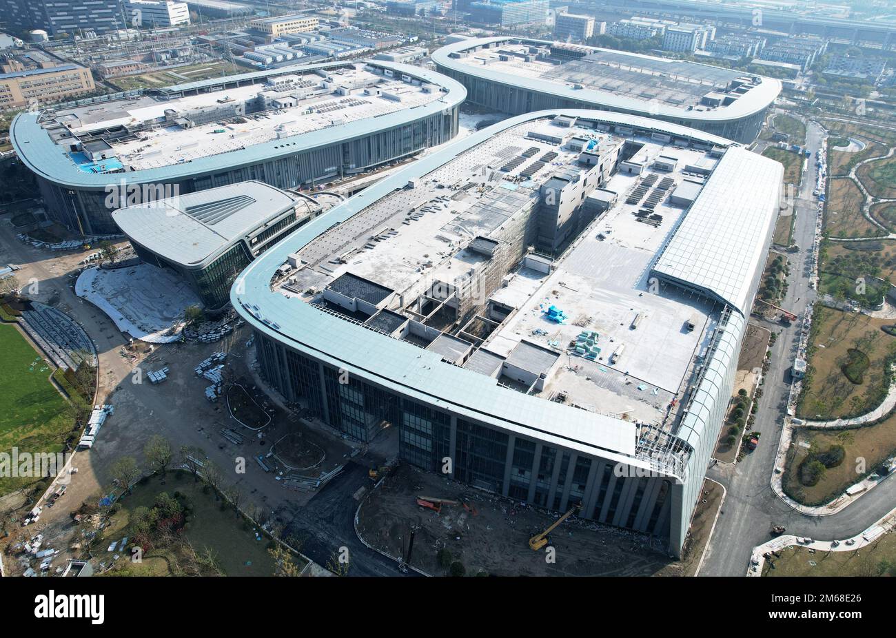 HANGZOU, CHINA - JANUARY 3, 2023 - An aerial view of the Wanxiang Innovative Energy City under ...