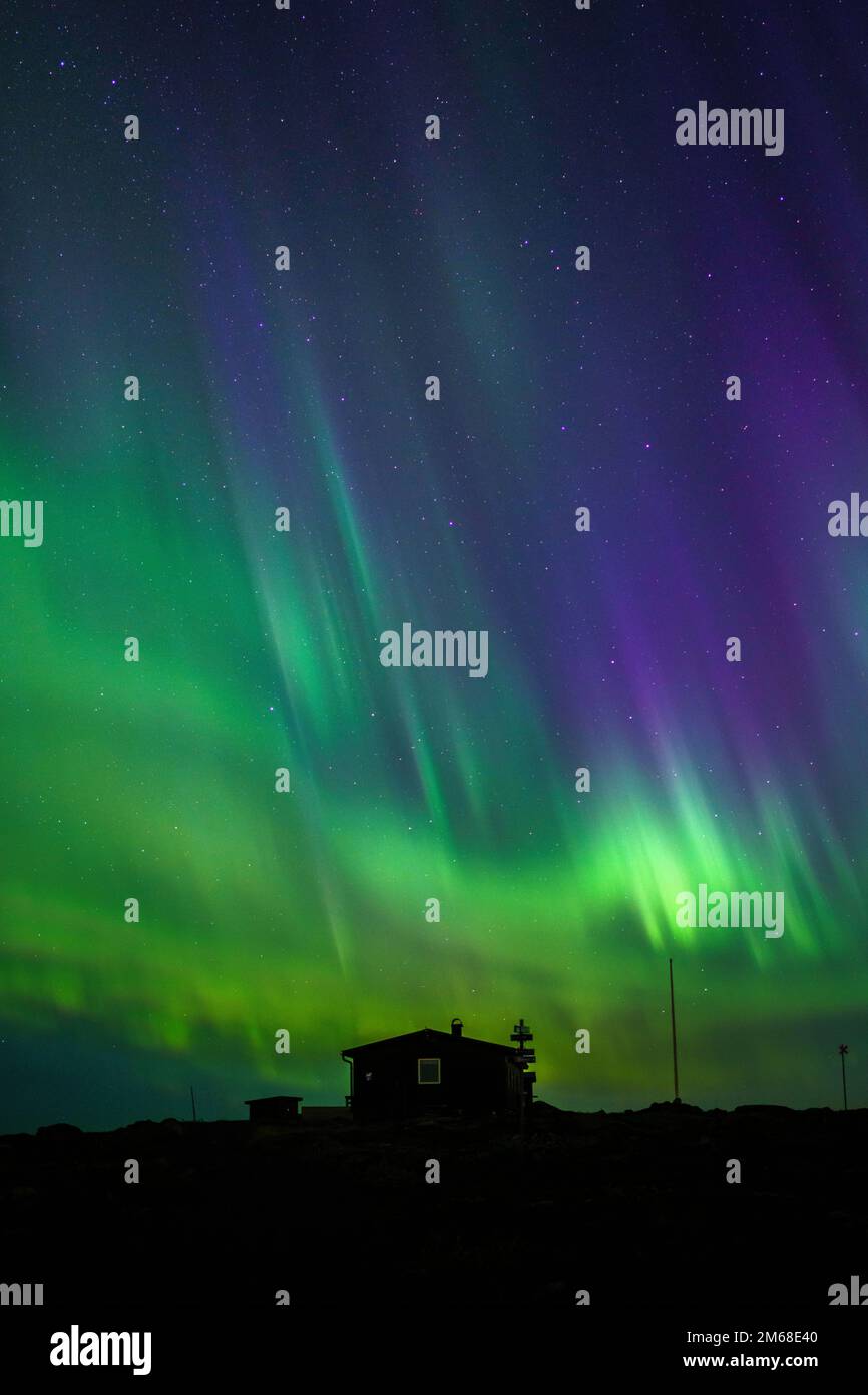 Northern Light Aurora Borealis Seen On Mount Dundret Cabin In