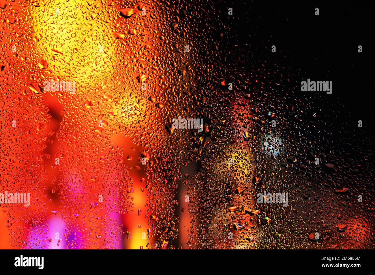 Condensation on the clear glass window. Water drops. Rain. Abstract ...