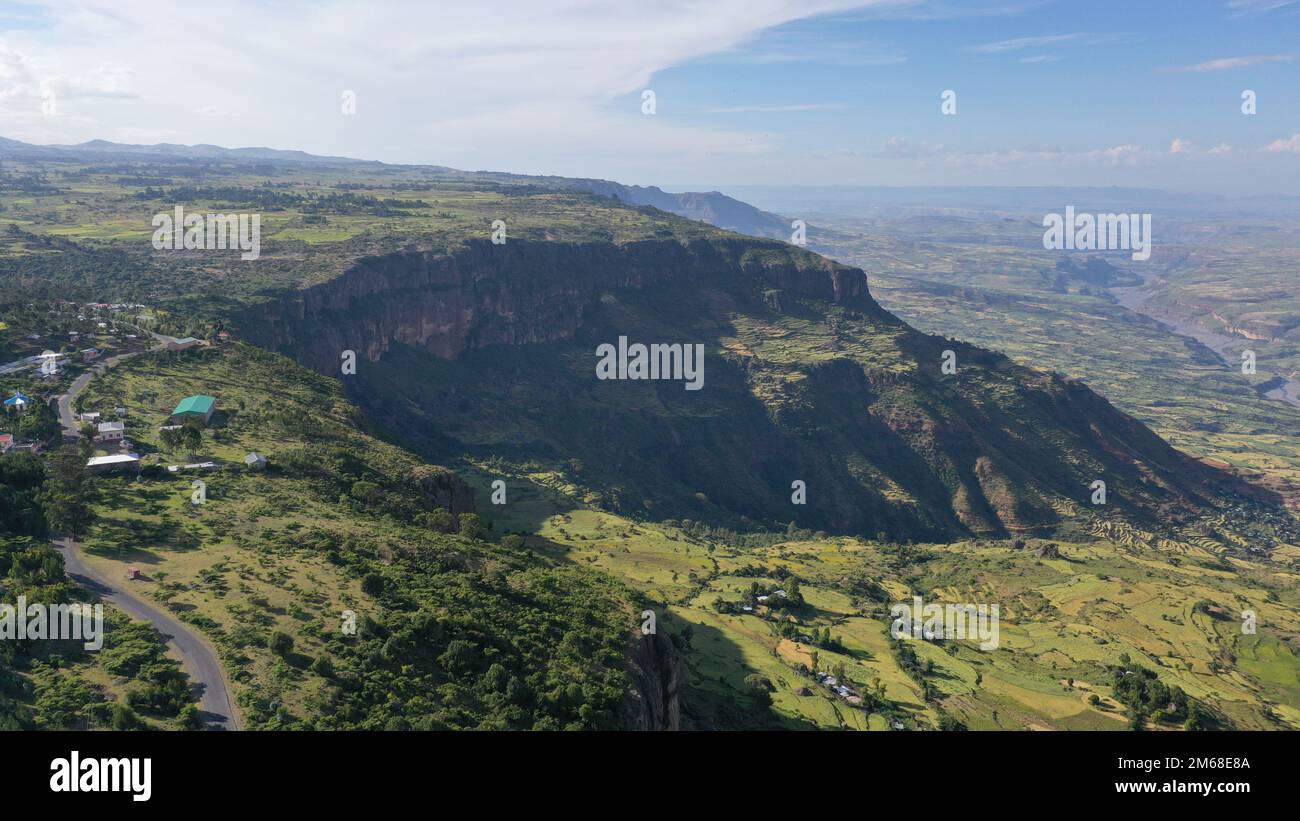 An aerial view of a green hillside Stock Photo - Alamy