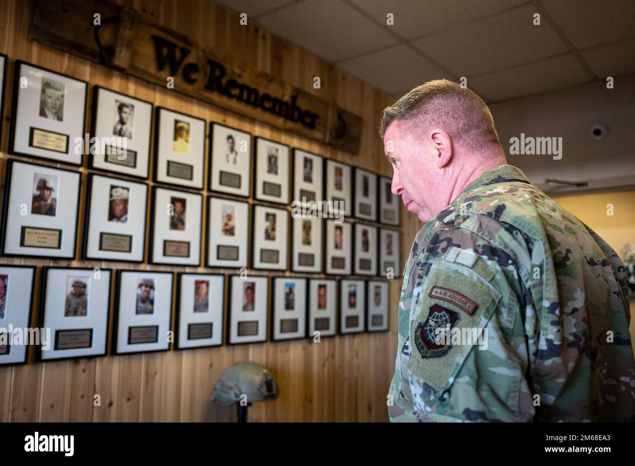 Chief Master Sgt. Chad Bickley, 18th Air Force command chief, observes ...