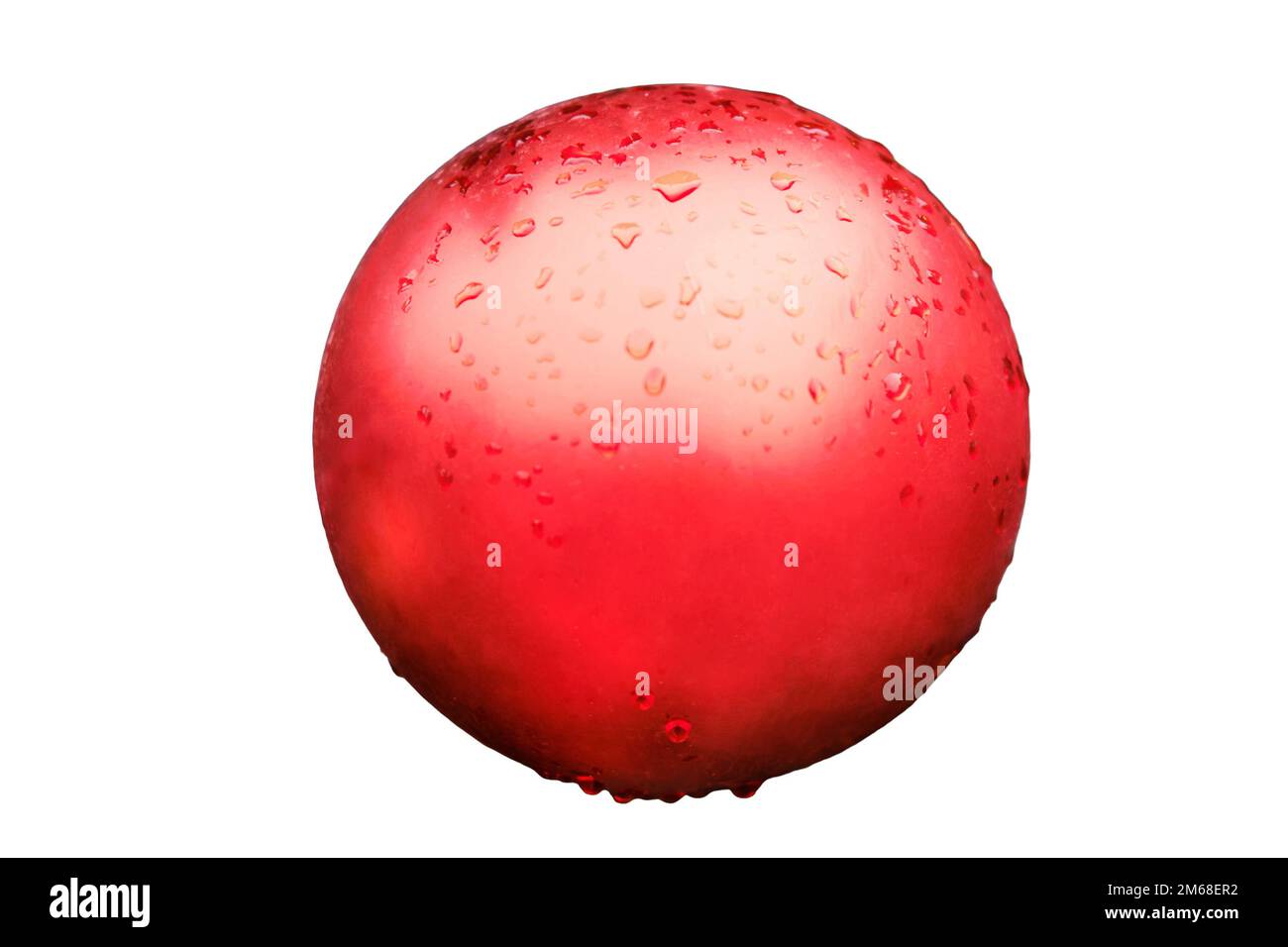 New year and Christmas tree decorations with large red ball, isolated ...